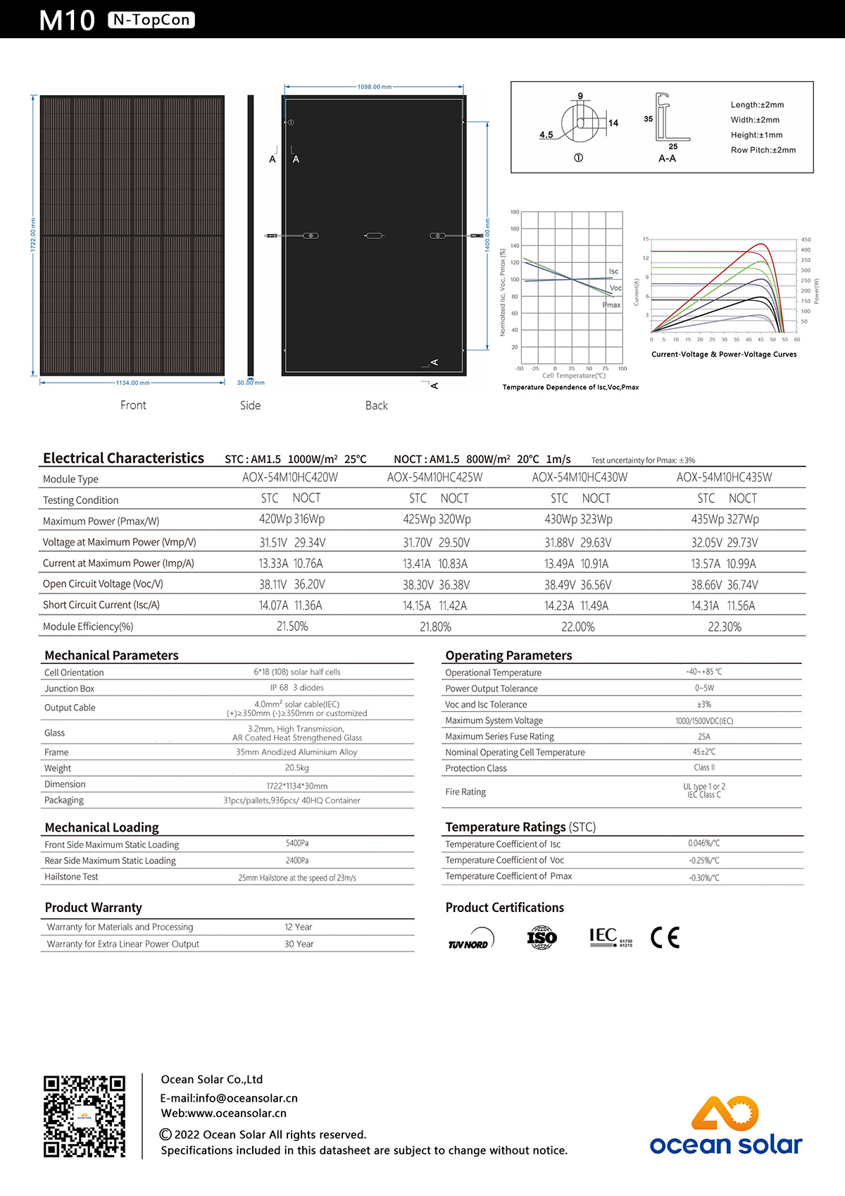M10 MBB N-Type TopCon 108 Half Cells 420W-435W All Black Solar Module ...